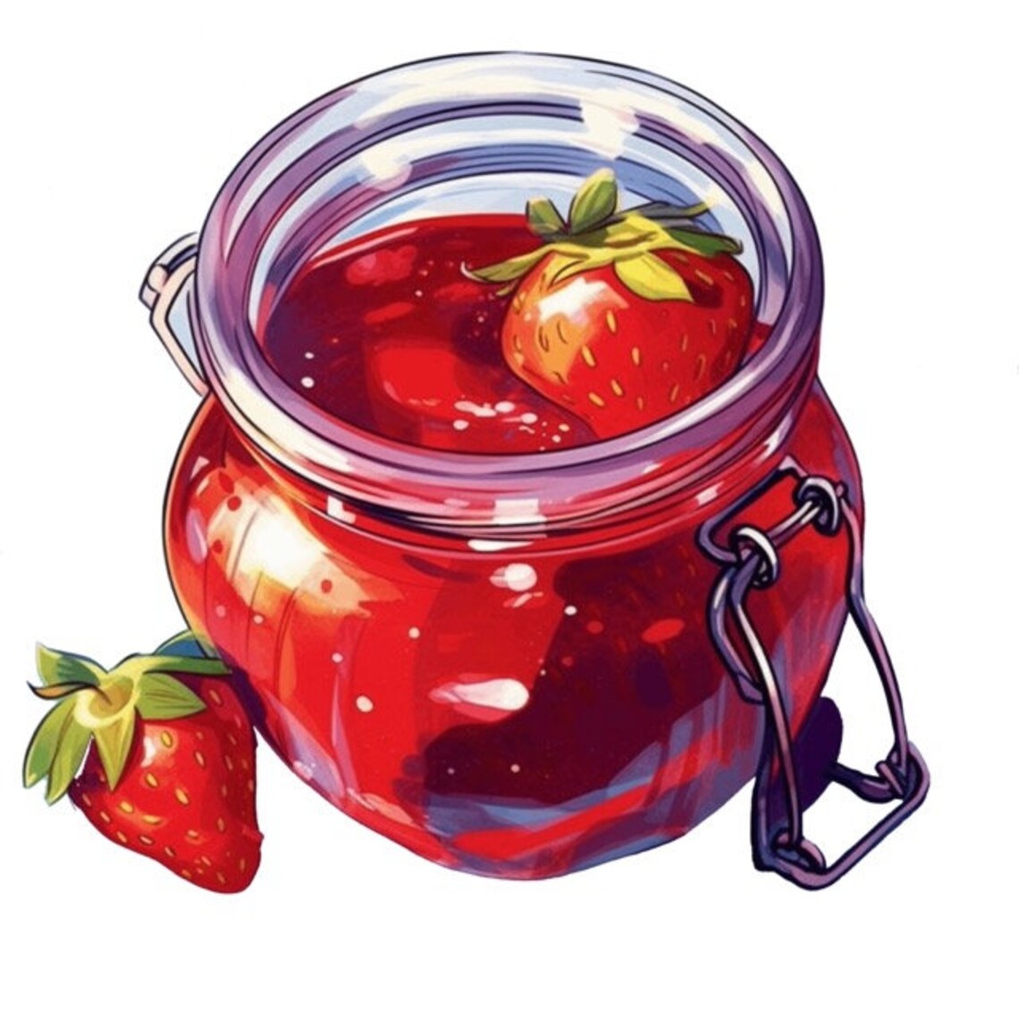 Strawberry Preserves Jam Watercolor Clipart 4 High Quality PNG - Etsy