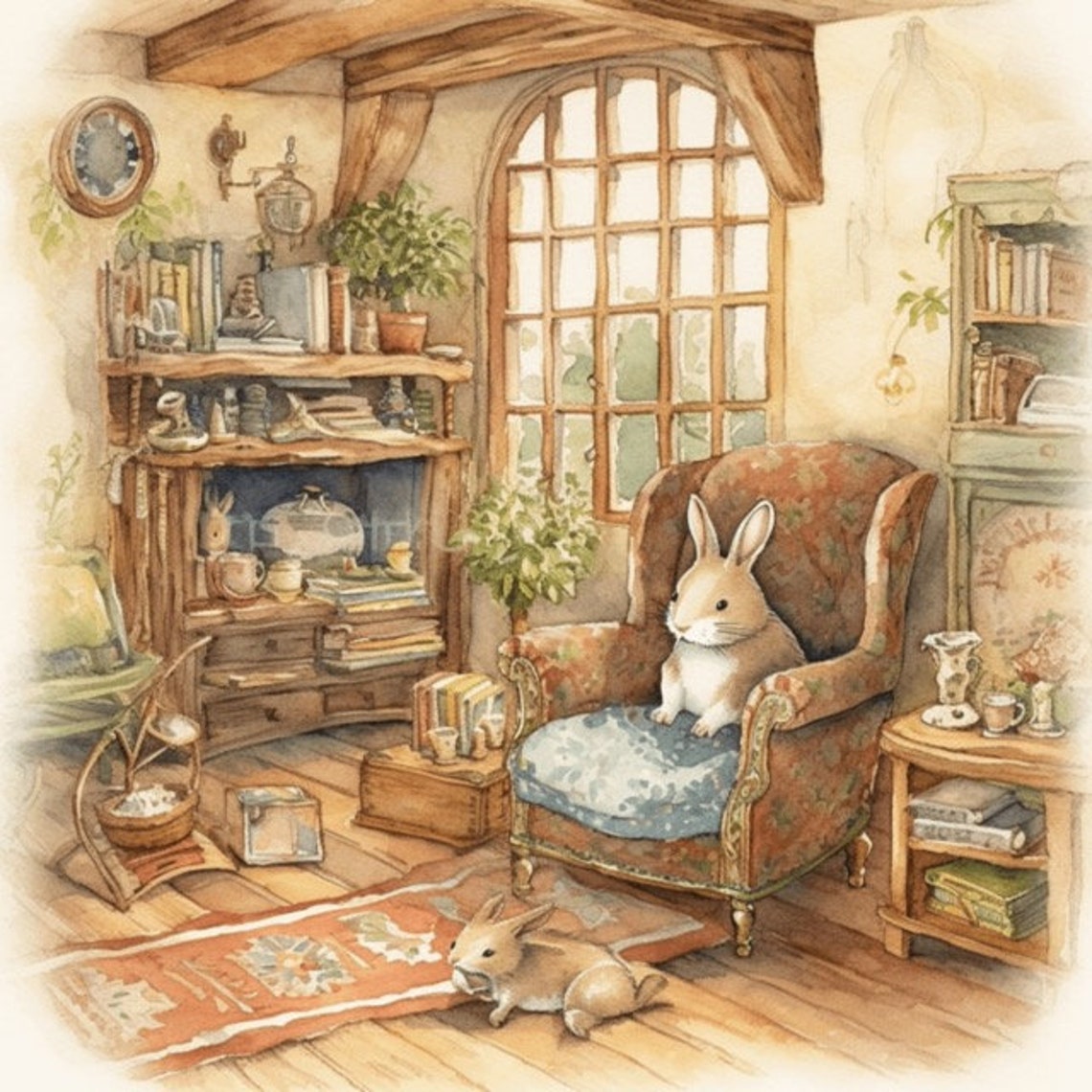 Story Time Bunny Rabbit Tree House Clip Art 4 PNG Card Making - Etsy