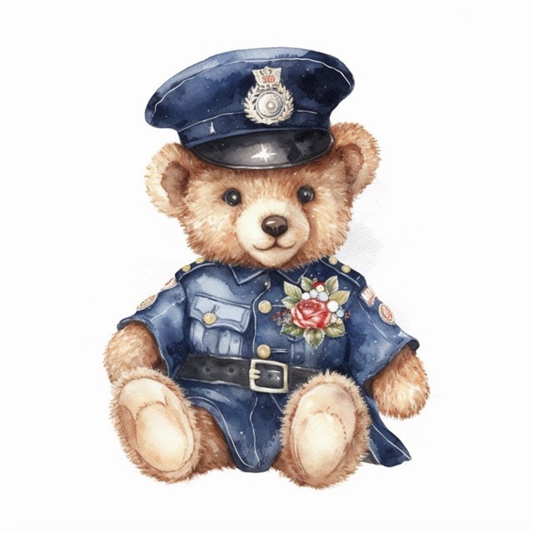 British Policeman Teddy Bear Watercolor Clipart 8 High Quality JPG ...