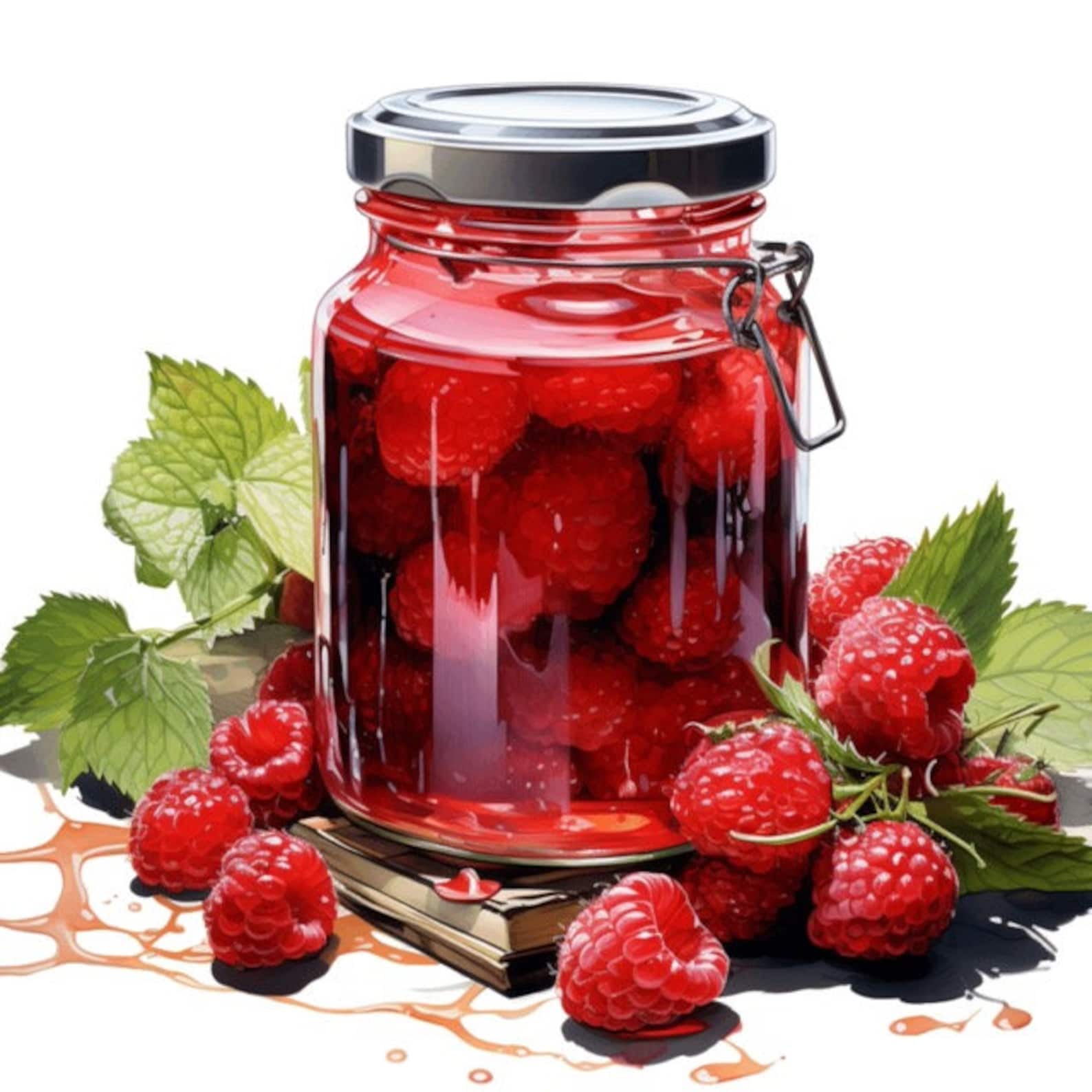 Raspberry Preserves Jam Watercolor Clip Art 4 High Quality PNG ...