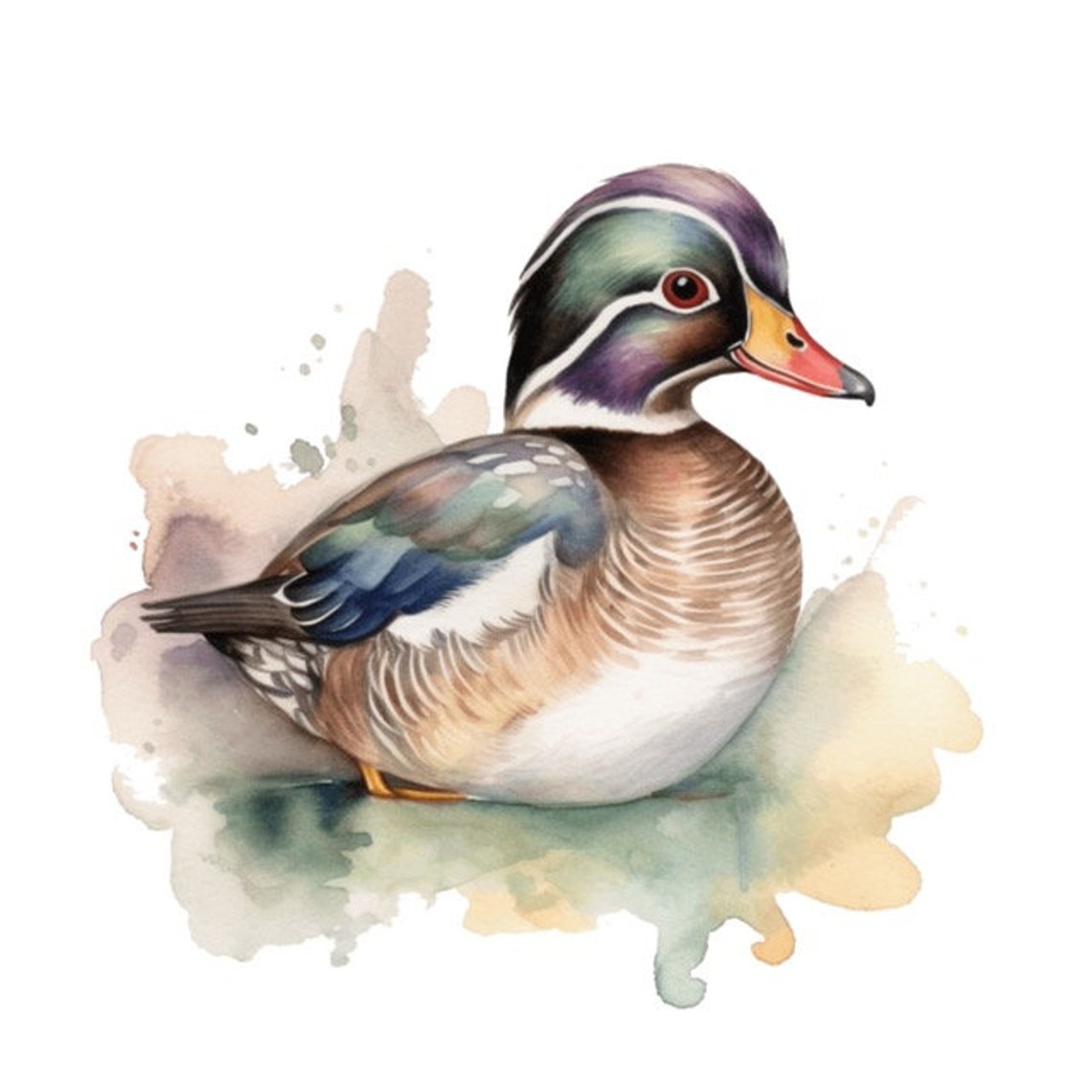 Wood Duck Sublimation Graphics Watercolor Clip Art 4 High Quality PNG ...