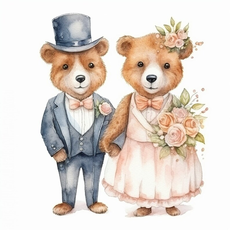 Teddy Bear Wedding Bride and Groom Clipart 8 High Quality JPG Art ...