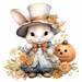 Halloween Thanksgiving Pumpkin Bunny Rabbit Watercolor Clip Art 4 PNG ...