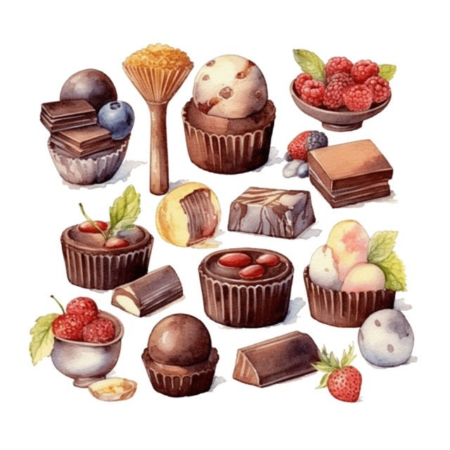 Chocolate Desserts Clipart 4 High Quality PNG Watercolor Transparent ...