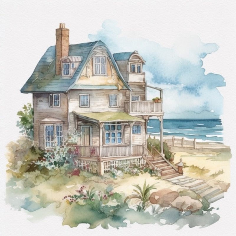 Beach House Clip Art - Etsy