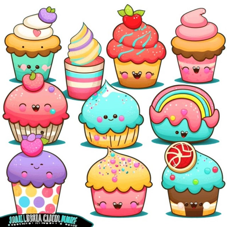 Cupcakes & Donuts Watercolor Clipart 4 High Quality PNG Transparent ...