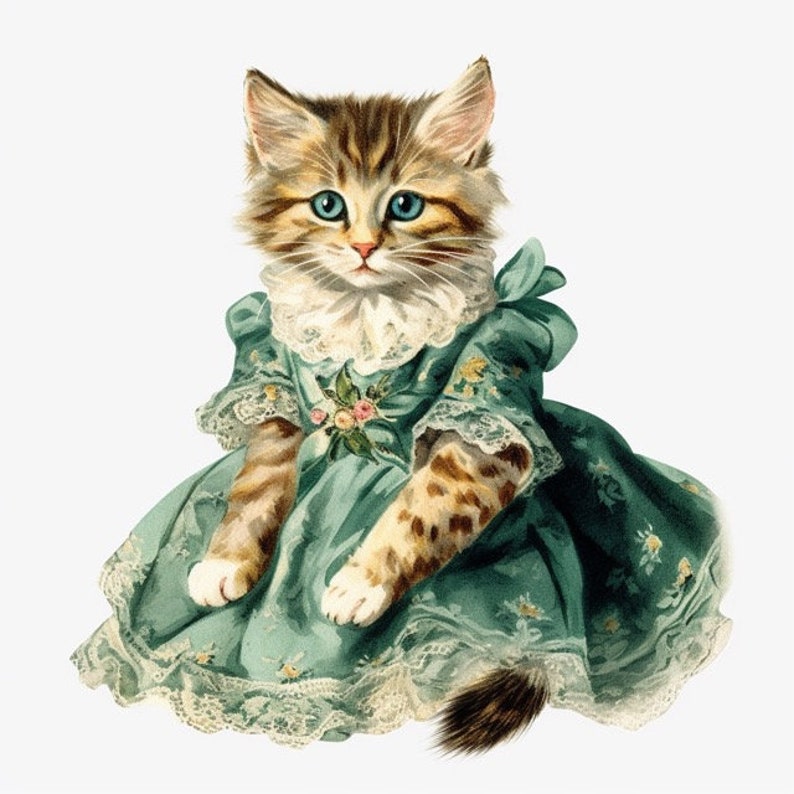 Baroque Kitten Cat Kitty Clipart 8 High Quality JPG Digital - Etsy