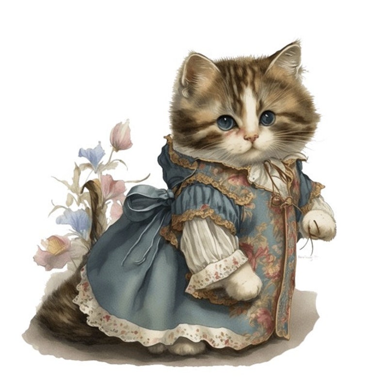 Baroque Kitten Kitty Cat Bunny Rabbit Clipart Sublimation Graphics ...