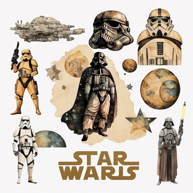 Star Wars Clipart 8 High Quality JPG Watercolor Art Digital - Etsy