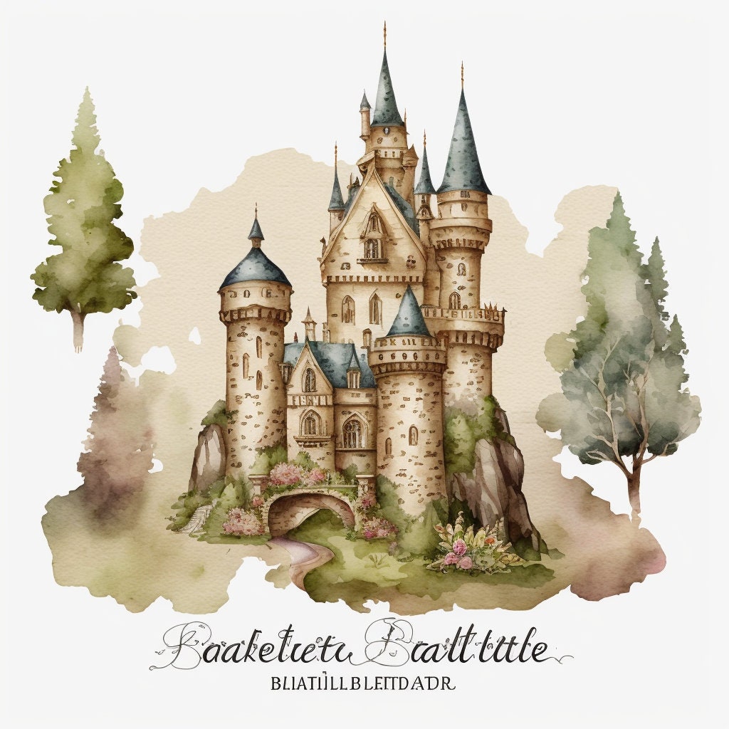 Fairy Tale Castles Clipart 8 High Quality JPG Watercolor Art - Etsy