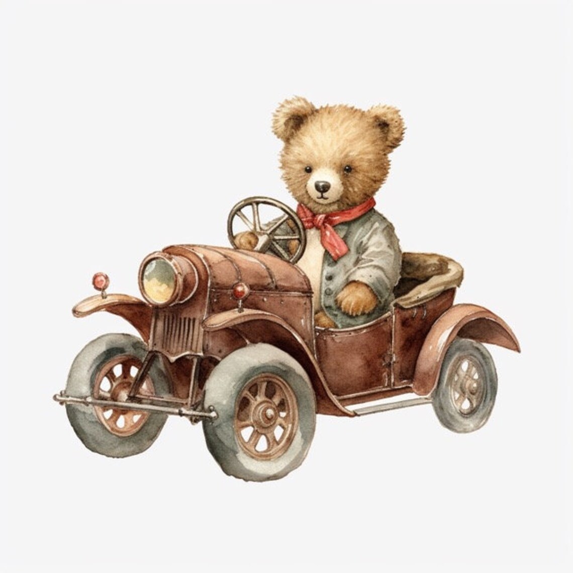 Teddy Bear Driving a Car Clipart Clip Art 8 PNG Format Instant Download ...