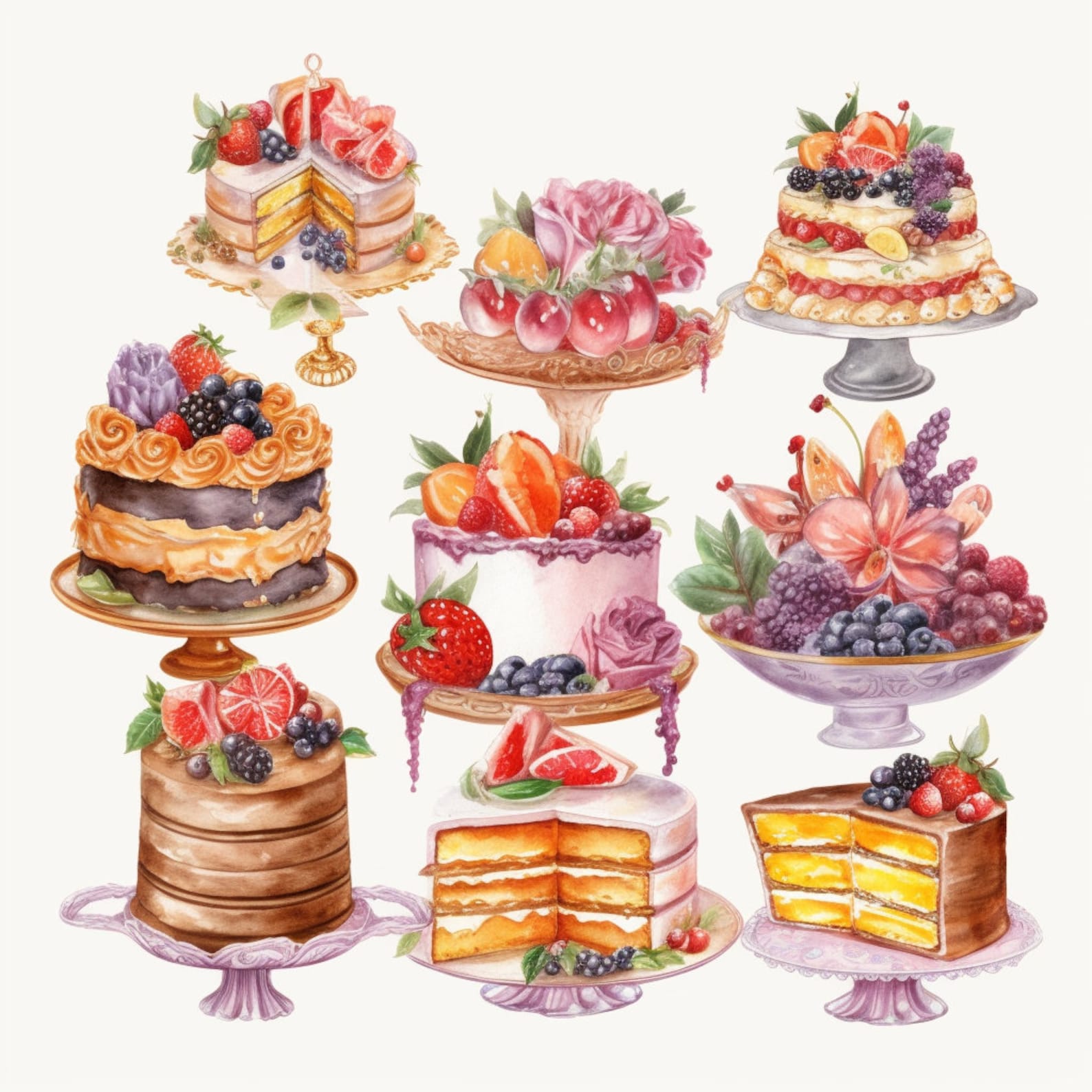 Birthday Cake Clipart 8 High Quality JPG Digital Download - Etsy