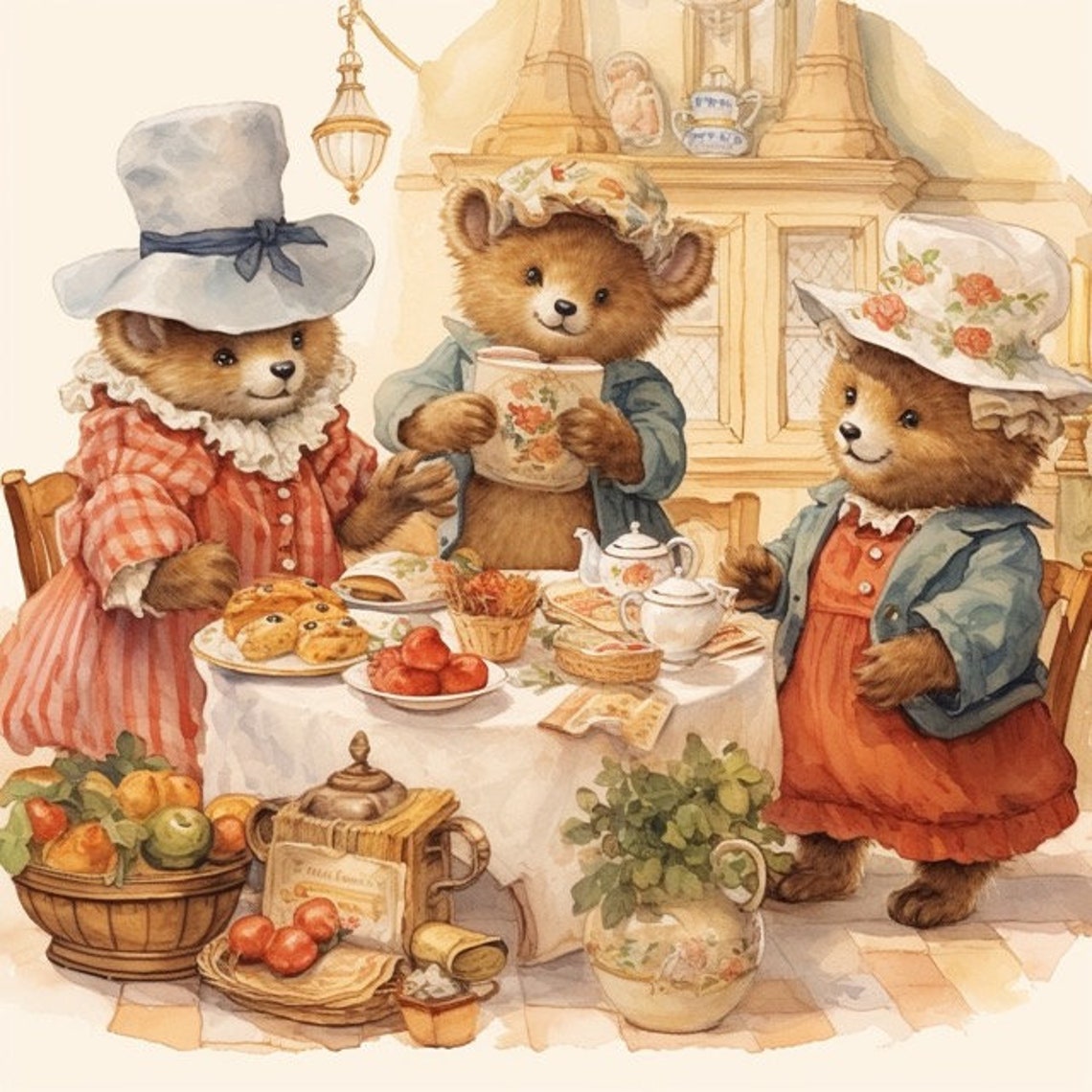 Teddy Bear Scenes Watercolor Clip Art Sublimation Graphics 4 - Etsy