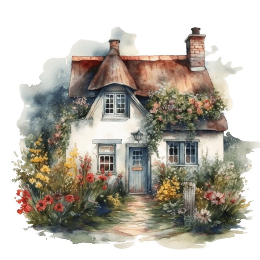 English Flower Farm Watercolor Clipart 4 High Quality PNG, Digital ...