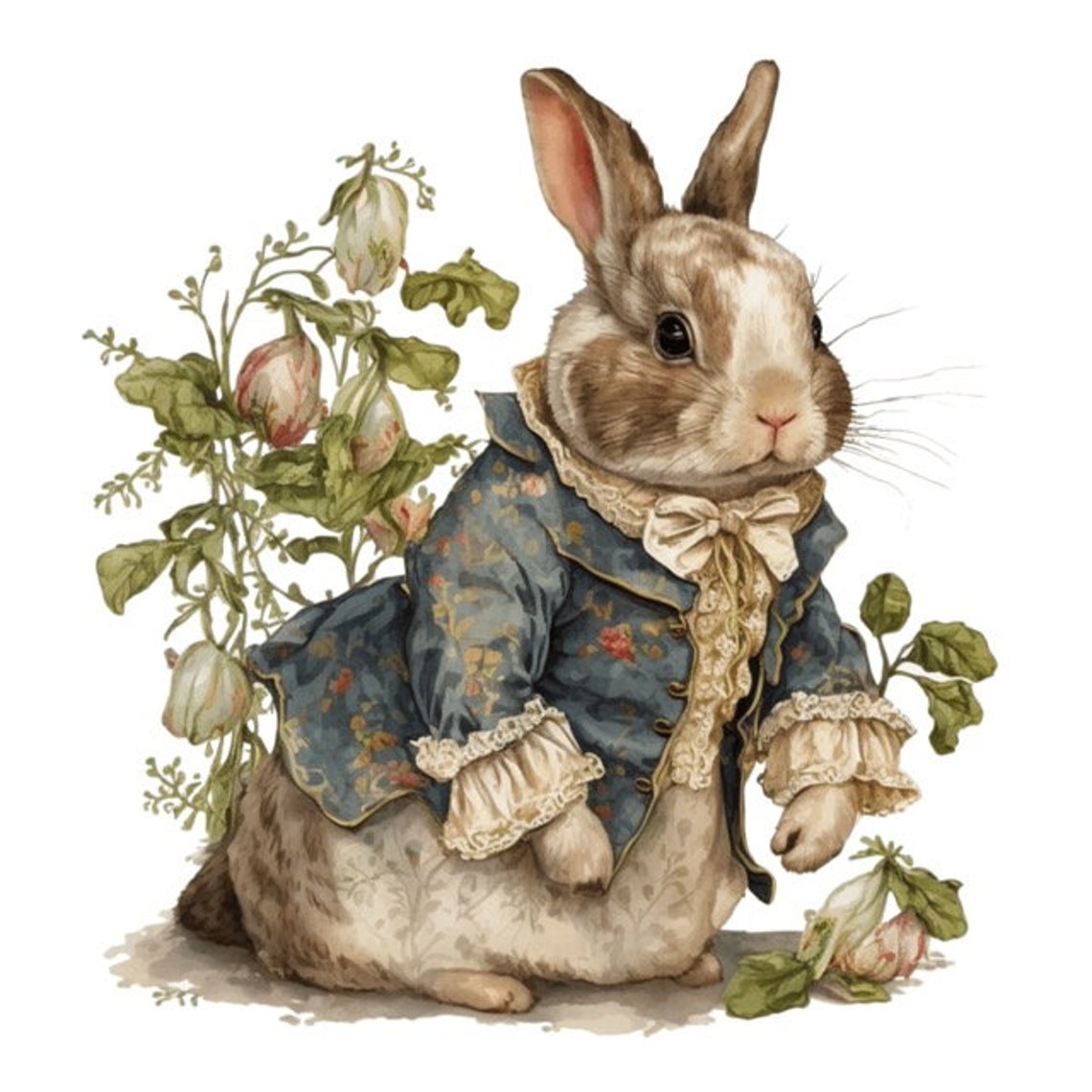Baroque Bunny Rabbit Sublimation Graphics Watercolor Clip Art - Etsy