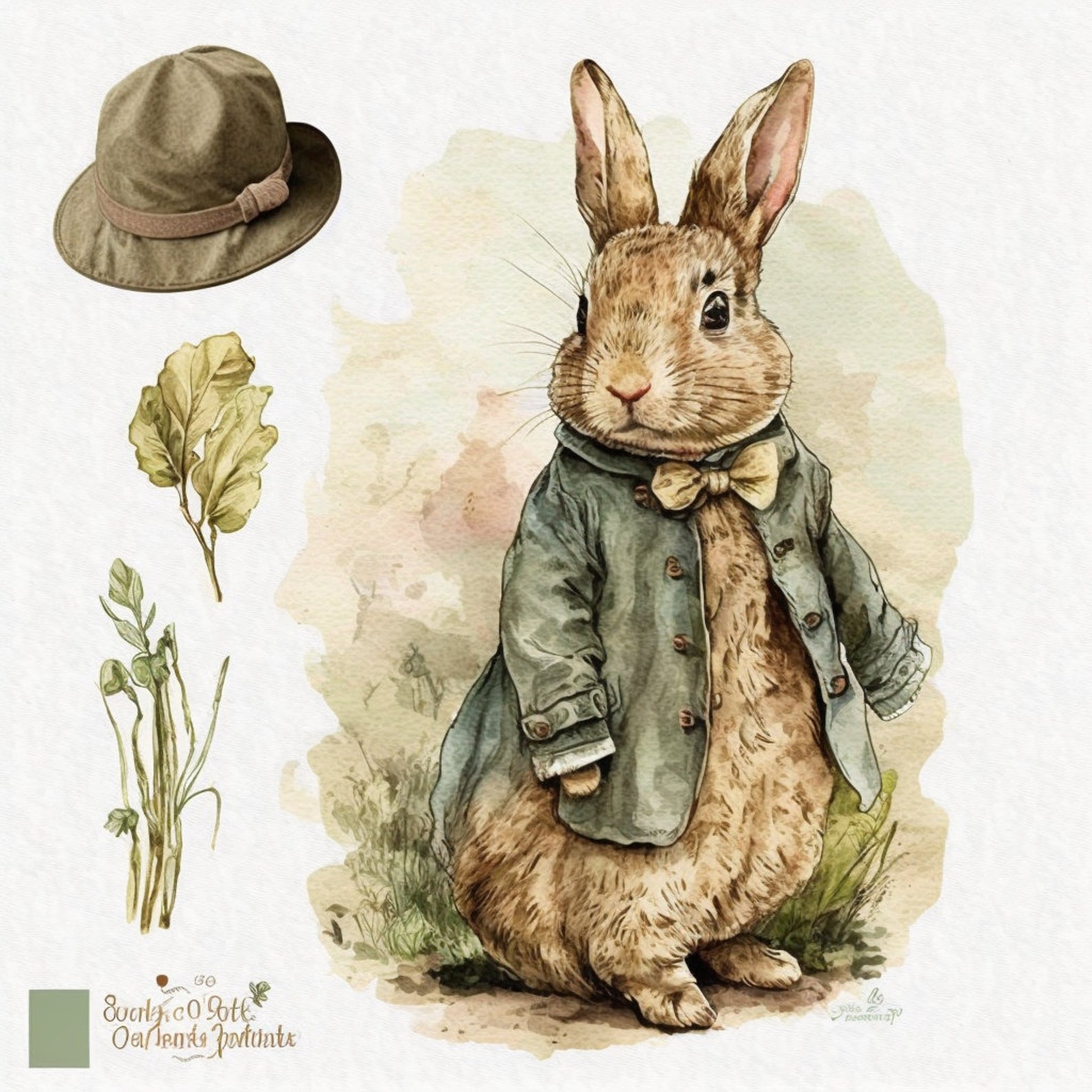 Bunny Rabbit Clipart 10 High Quality JPG Watercolor Art - Etsy
