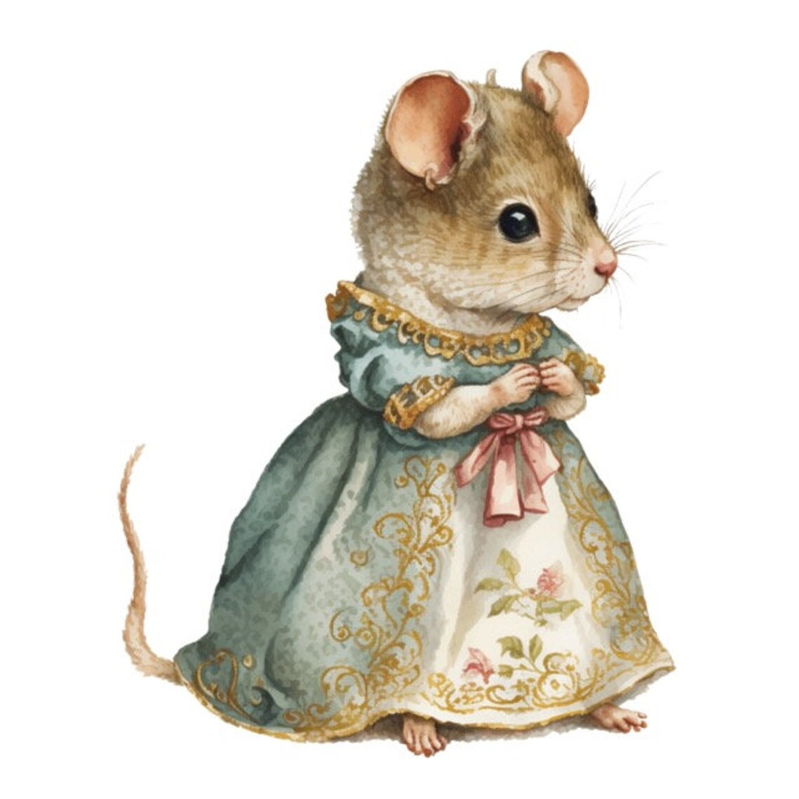 Baroque Mouse Watercolor Clip Art 4 PNG Mix Media Card Making - Etsy