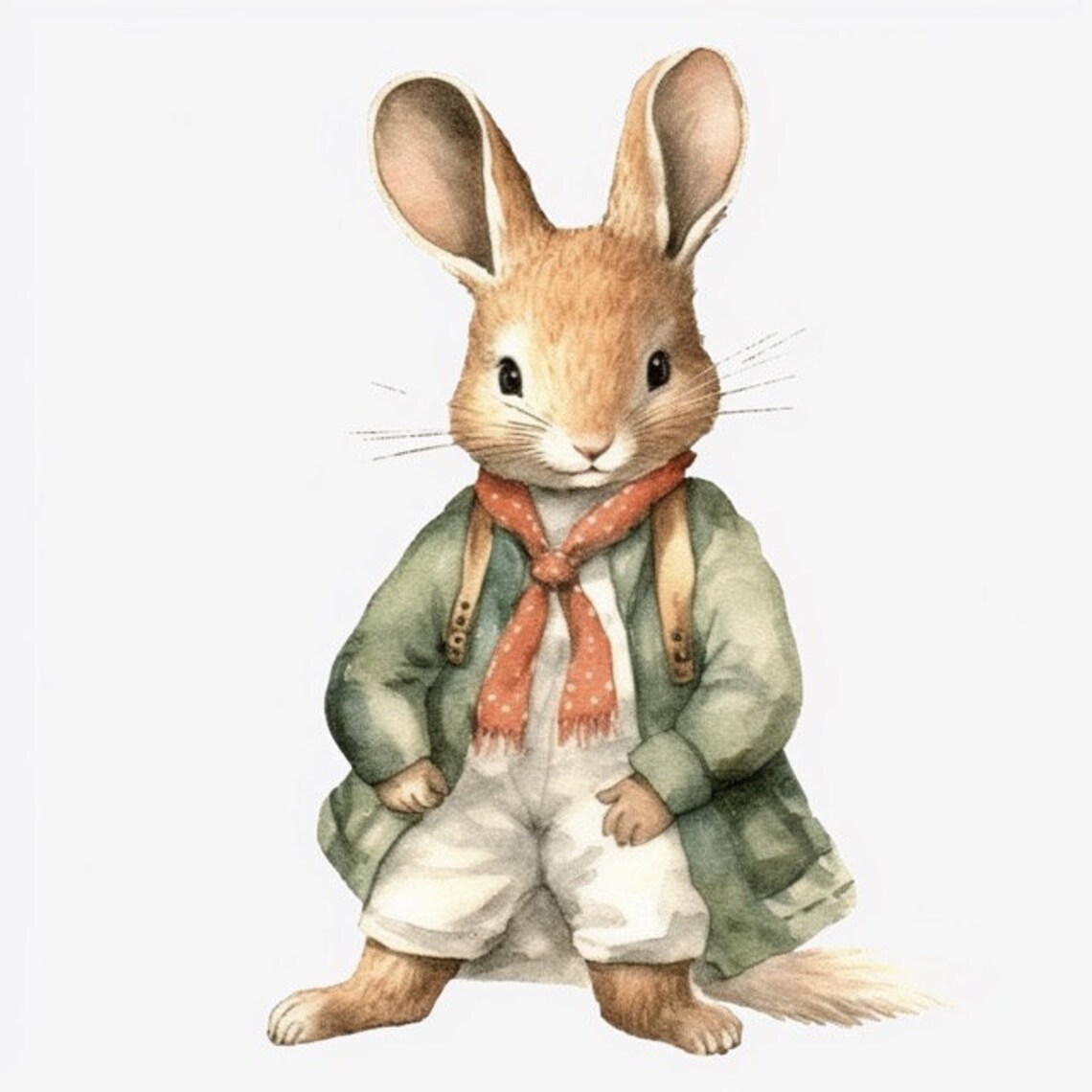 Bunny Rabbit Hiking Watercolor Clip Art 4 PNG Files Mix Media Paper ...