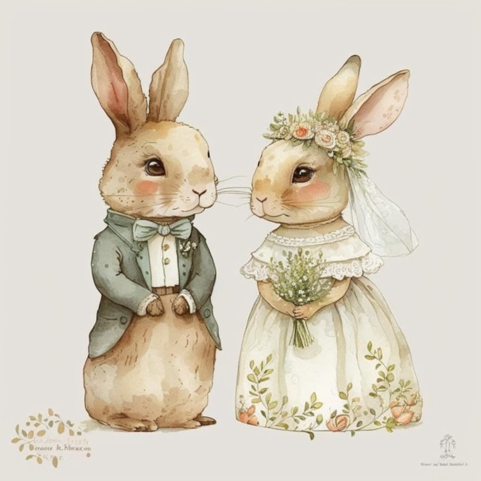 Bunny Rabbit Groom and Bride Wedding Clipart 8 High Quality JPG ...