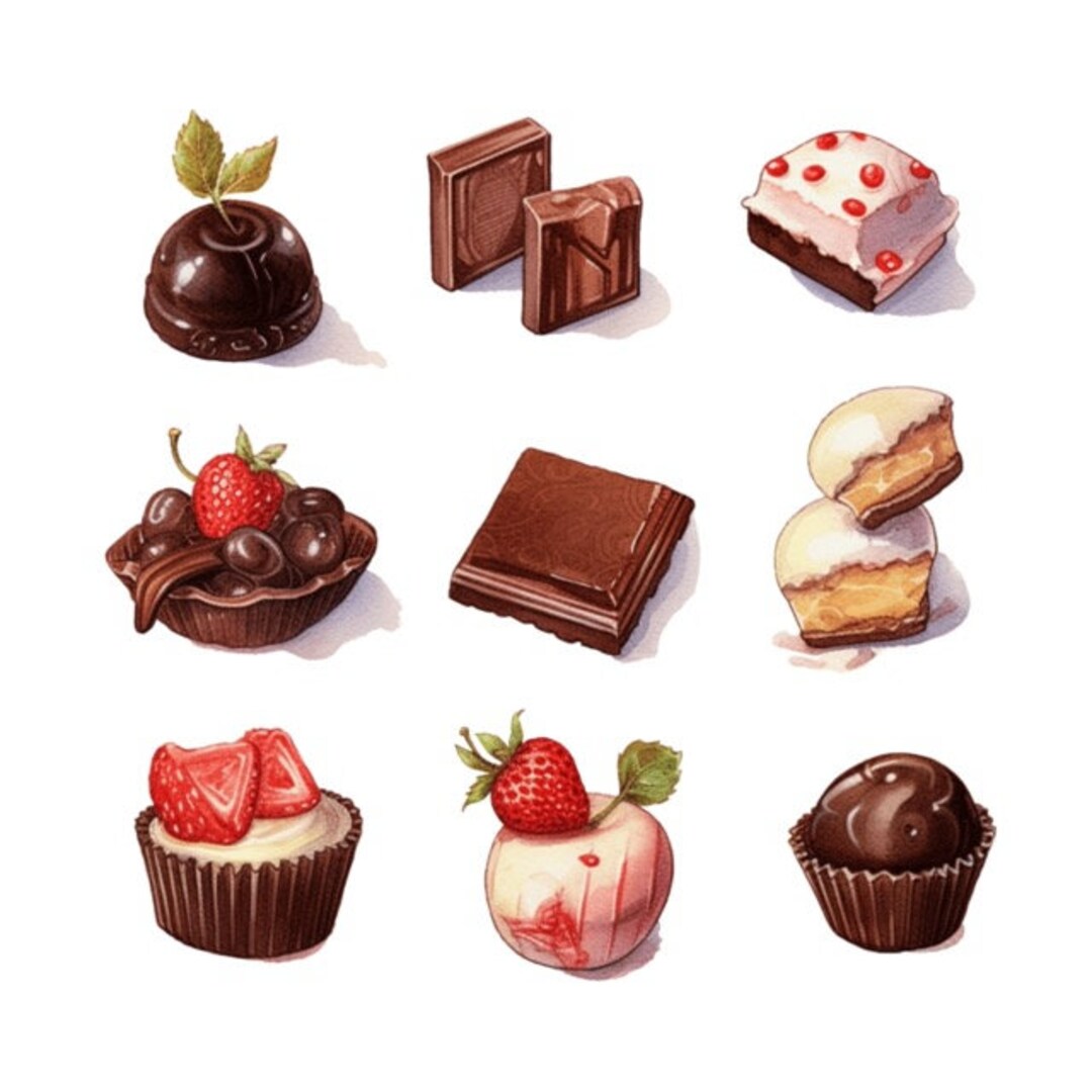 Chocolate Desserts Clipart 4 High Quality PNG Watercolor Transparent ...