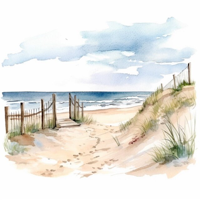 Coastal Beach Watercolor Clip Art 4 PNG Collage Junk Journal - Etsy