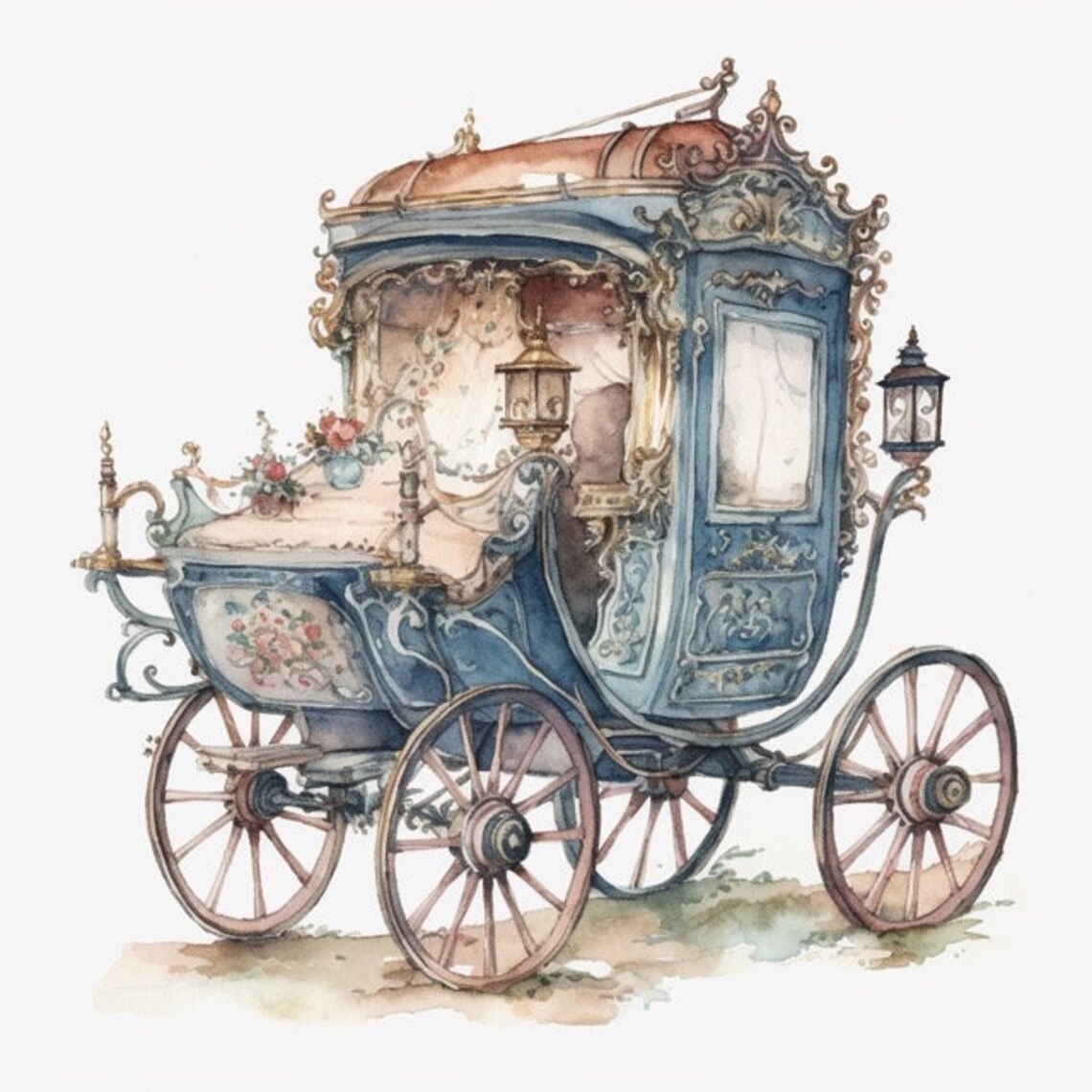 Antique Carriage Clipart Clip Art 8 JPG Format Instant - Etsy