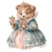 Teddy Bear Vintage Watercolor Clip Art 4 PNG Card Making Paper Crafts ...