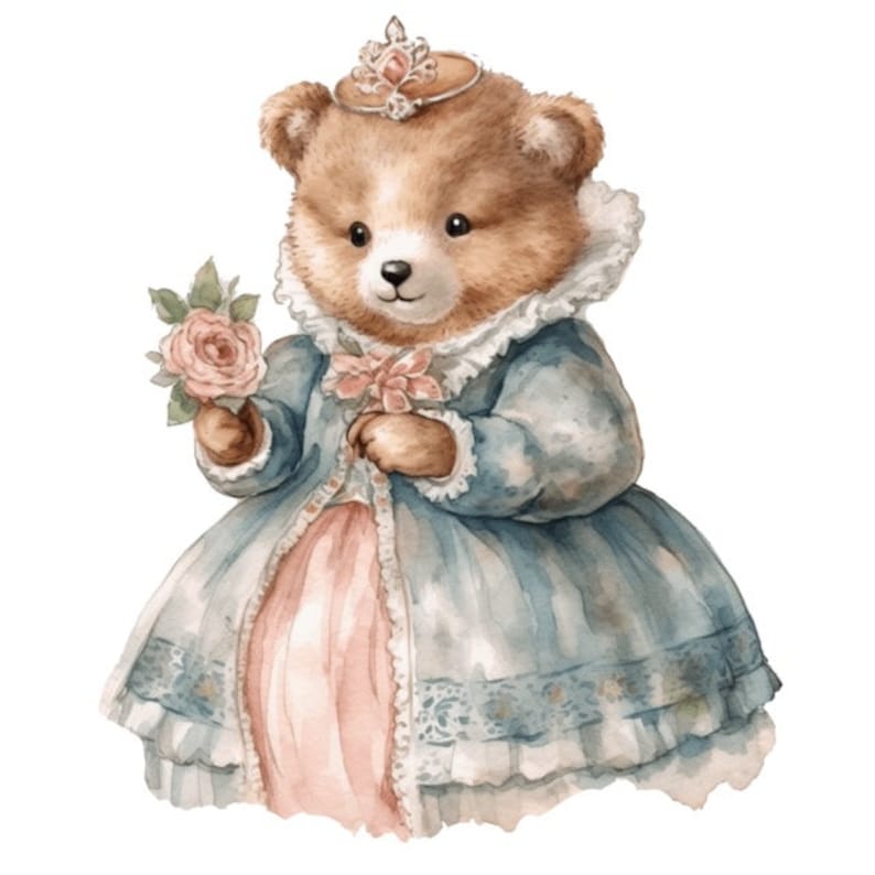 Teddy Bear Vintage Watercolor Clip Art 4 PNG Card Making Paper - Etsy