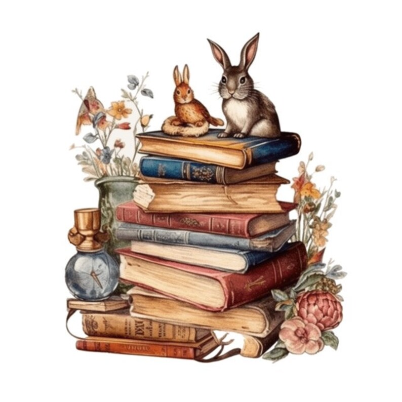 Old Books Watercolor Clip Art 4 High Quality PNG Format - Etsy