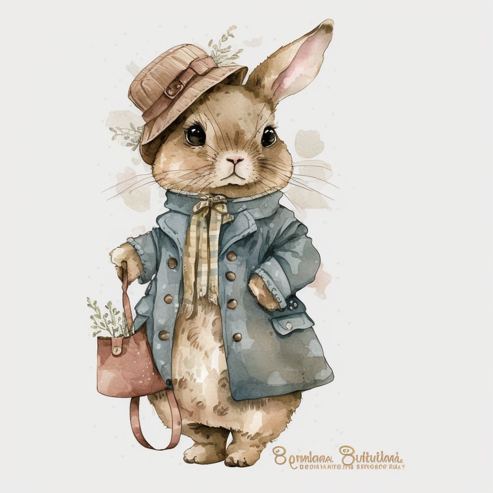 Bunny Rubbit Clipart 8 High Quality JPG Watercolor Art Digital Download Card Making Mixed Media ...