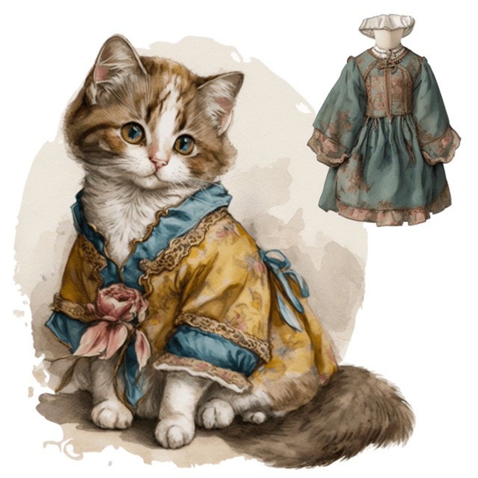 Baroque Kitten Kitty Cat Bunny Rabbit Clipart Sublimation Graphics ...