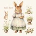 Bunny Rabbit Flower Watercolor Clip Art Sublimation Graphics 4 PNG ...