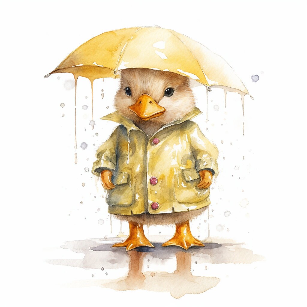 Baby Duck Under the Rain Clipart 8 High Quality JPG, Digital Download ...