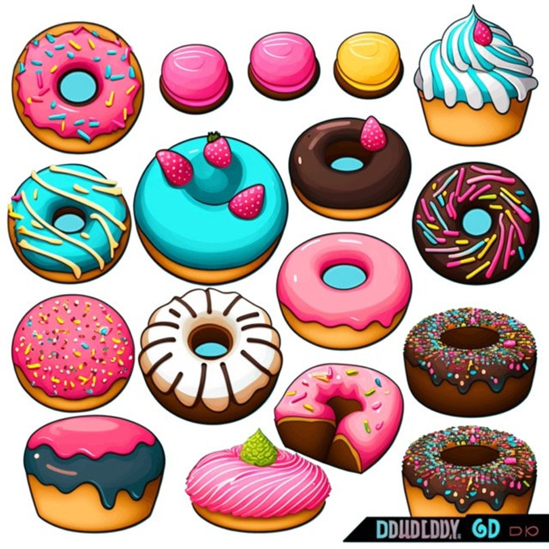 Cupcakes & Donuts Watercolor Clipart 4 High Quality PNG Transparent ...
