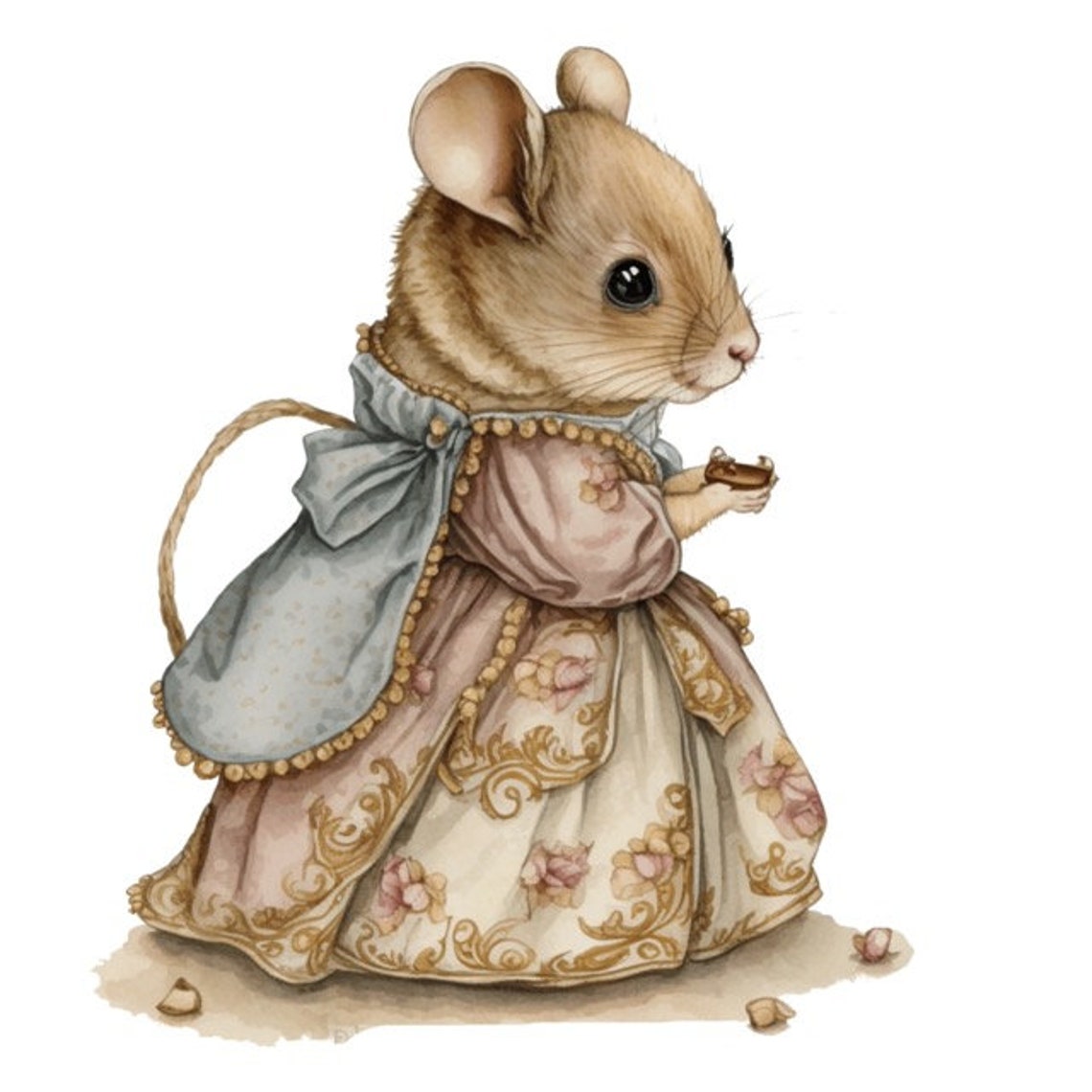 Baroque Mouse Watercolor Clip Art 4 PNG Mix Media Card Making - Etsy