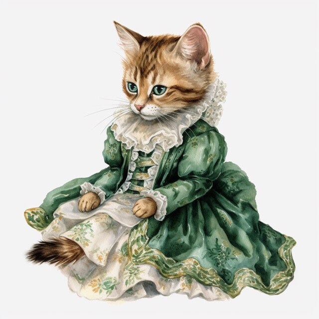 Baroque Kitten Cat Kitty Clipart 8 High Quality JPG, Digital Download ...