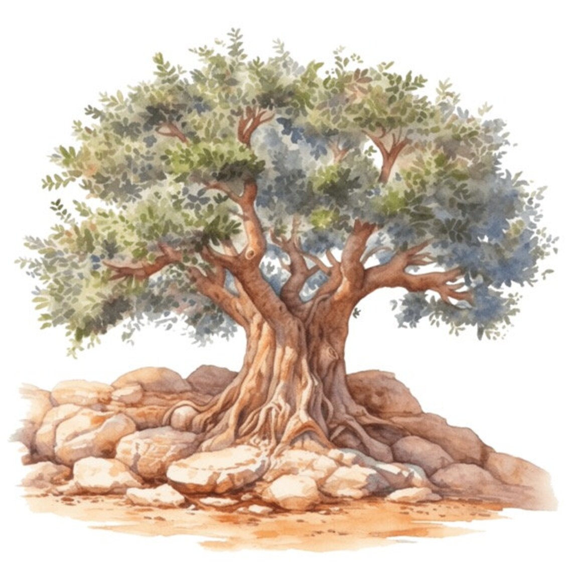 Argan Tree Watercolor Clip Art 4 Transparent PNG Collage Paper - Etsy