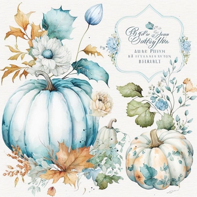 Watercolor Fall Halloween Thanksgiving Pumpkin Clip Art 4 PNG ...