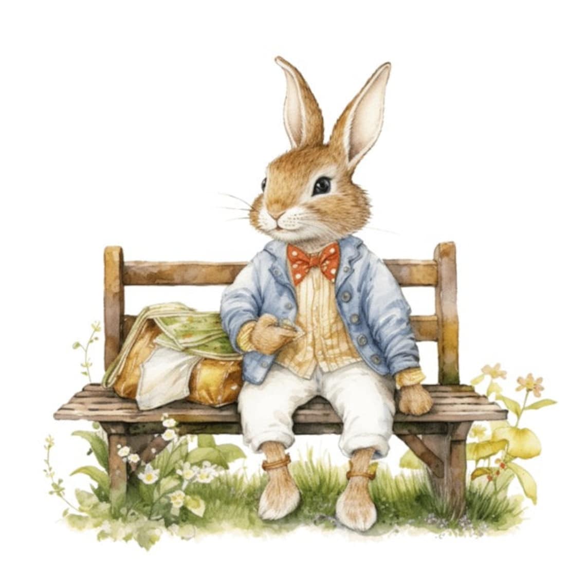 Bunny Rabbit in the Garden Watercolor Clip Art 4 High Quality - Etsy