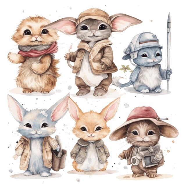 Bunny Rabbit Star Wars Clipart Clip Art 4 PNG Format Instant - Etsy