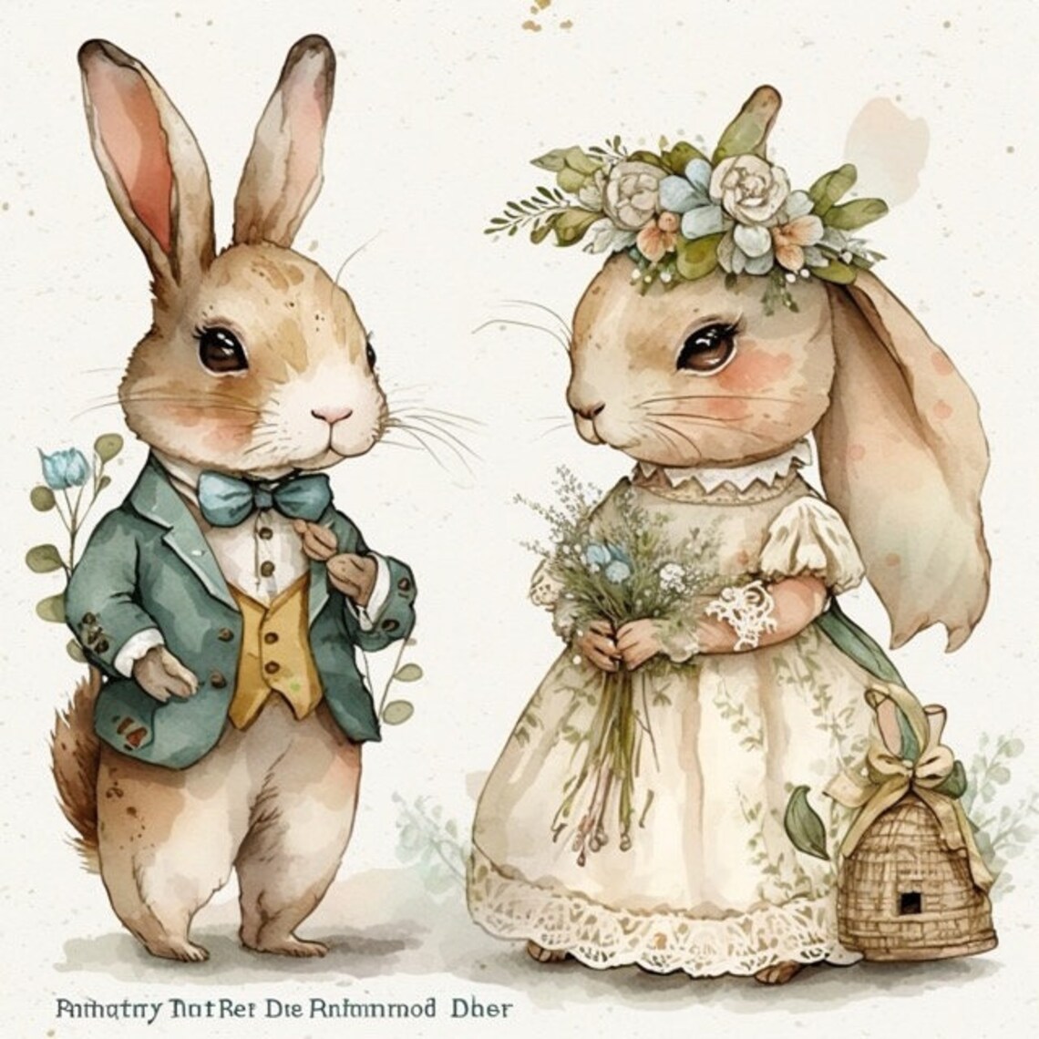 Cute Bunny Rabbit Bride and Groom Wedding Clipart Clip Art 4 PNG ...