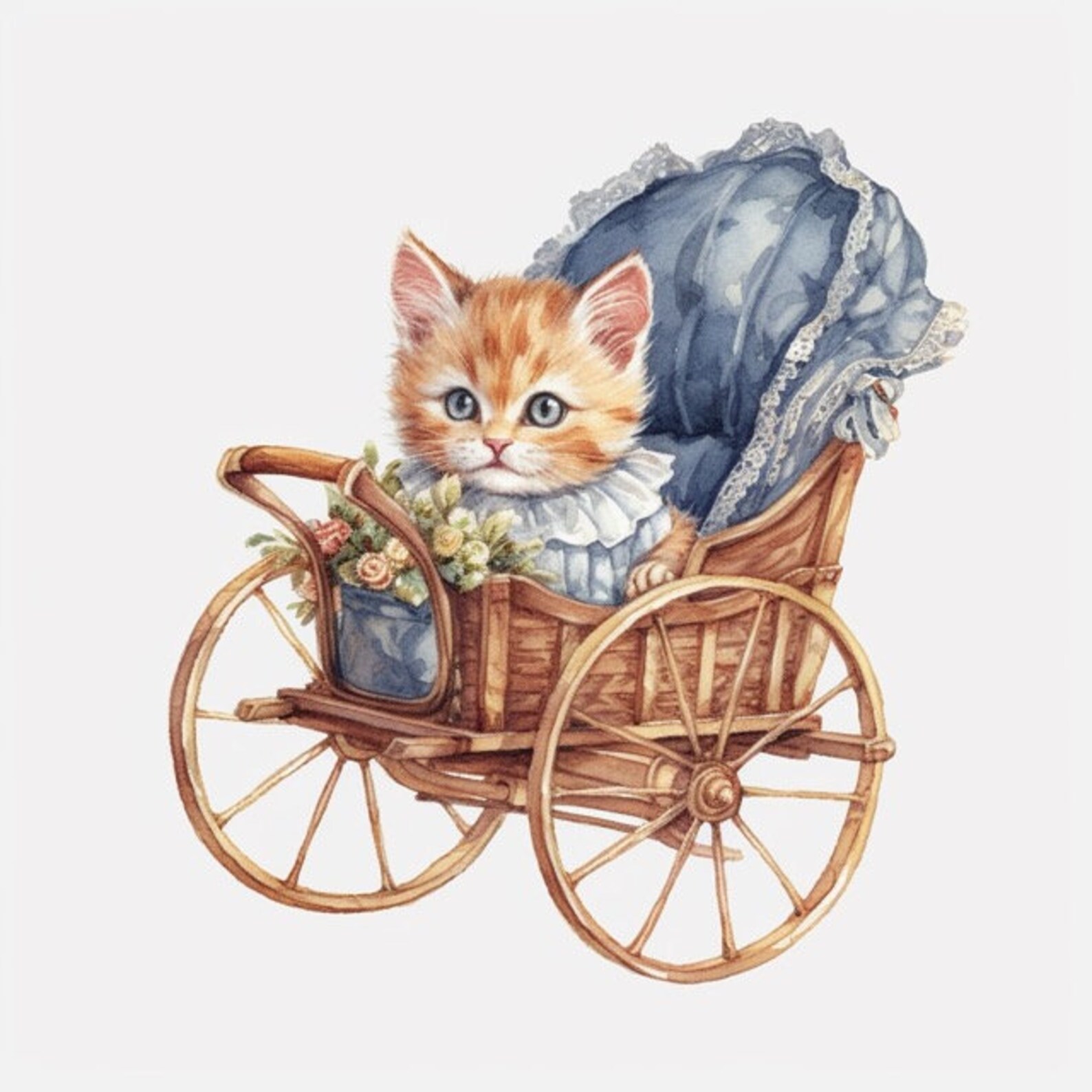 Kitten in a Carriage Clipart Clip Art 8 PNG Format Instant Download for ...