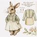 Bunny Rabbit in Vintage Clothes Clipart 8 High Quality JPG Watercolor ...