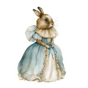 Baroque Bunny Rabbit Clip Art Sublimation Graphics Watercolor 4 High ...