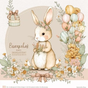 Birthday Bunny Rabbit Watercolor Clip Art Invitations Card Making 4 PNG ...