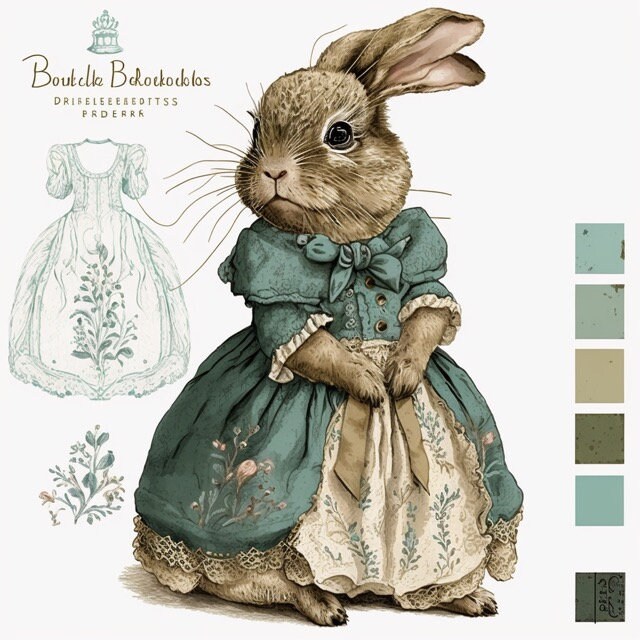 Renaissance Bunny Rabbit Watercolor Clipart 8 High Quality JPG, Digital ...