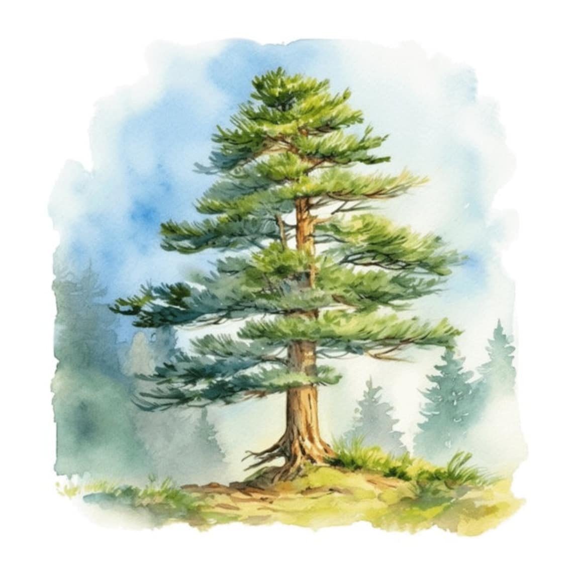 Pine Tree Watercolor Clip Art 4 High Quality PNG Format - Etsy
