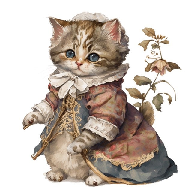 Baroque Kitten Kitty Cat Bunny Rabbit Clipart Sublimation Graphics ...