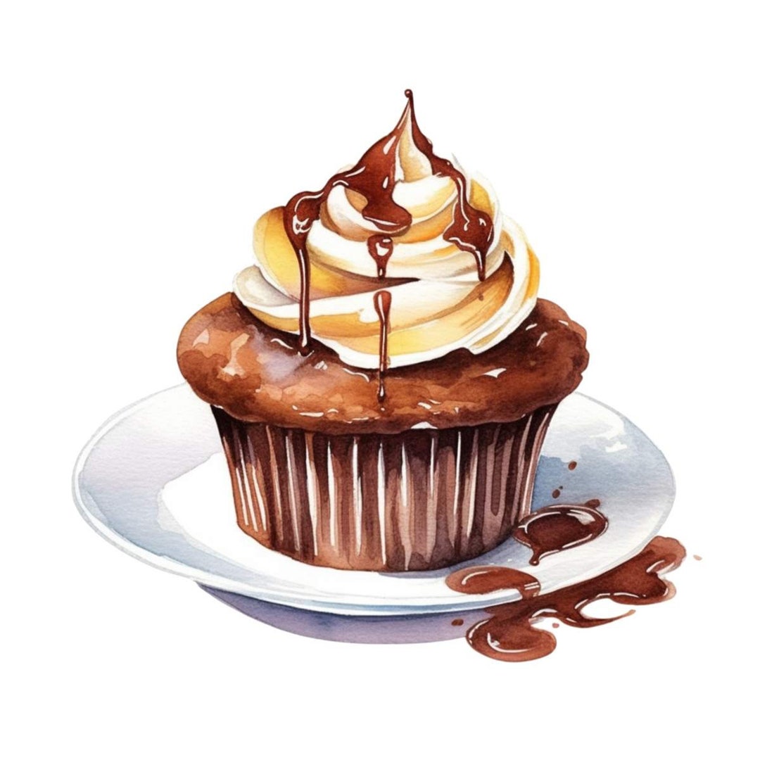 Chocolate Cupcake Watercolor Clipart 4 High Quality PNG Transparent ...