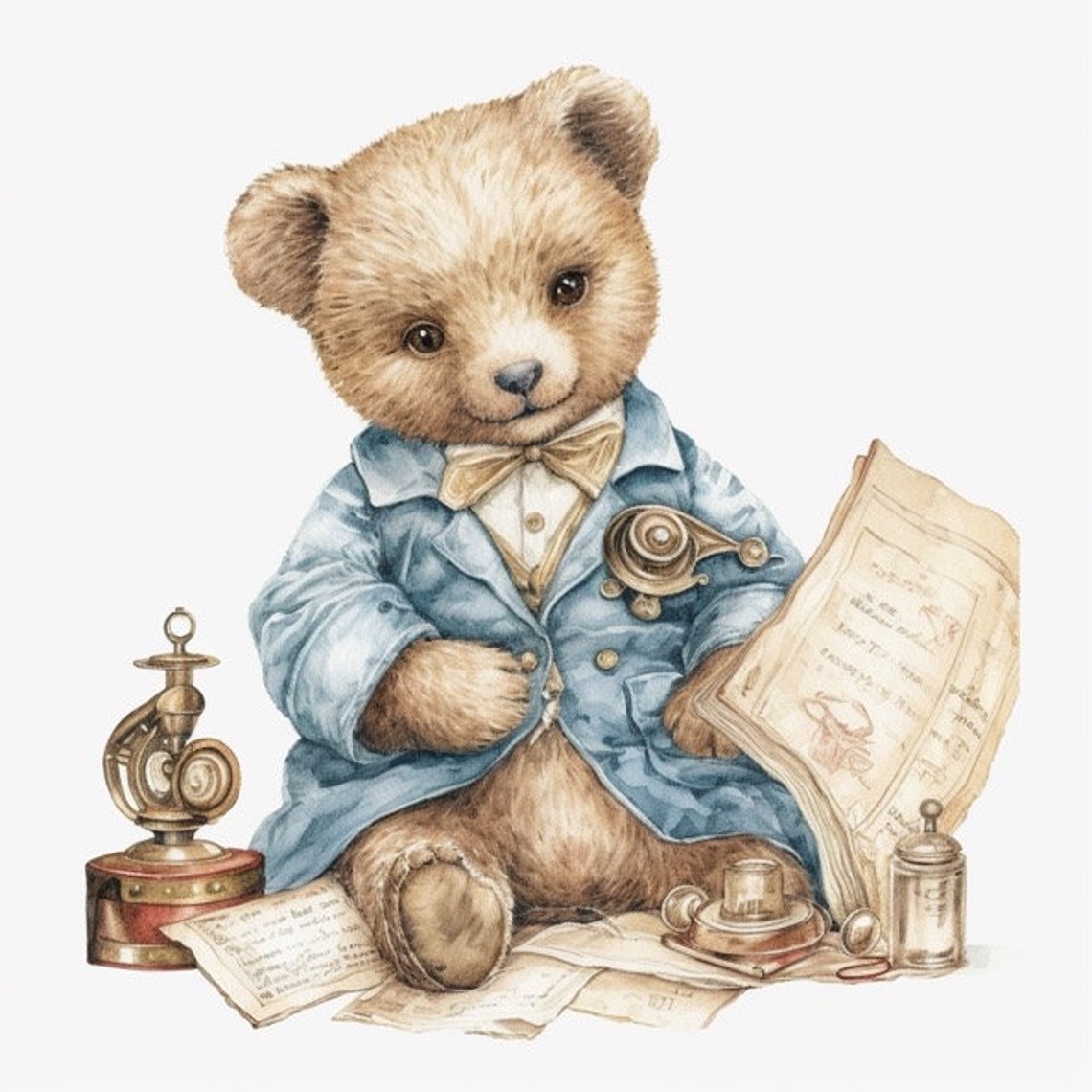 Doctor Teddy Bear Watercolor Clipart 8 High Quality JPG, Digital ...